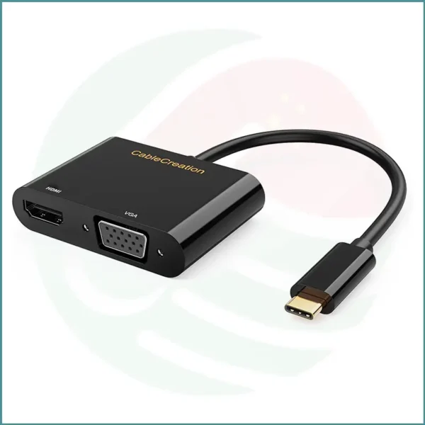 CableCreation USB‑C to HDMI + VGA Adapter | 4K@60Hz | Dual Monitor ...